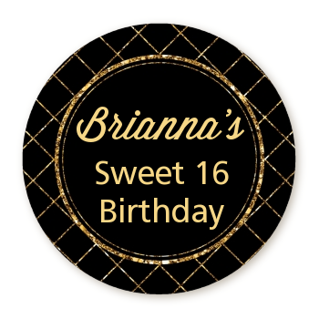 Black and Gold Glitter Personalized sticker labels | Black and Gold ...