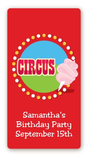 Circus Cotton Candy Birthday Party rectangular sticker labels | Circus ...