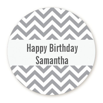 Chevron Gray Personalized sticker labels | Chevron Gray Birthday Party ...