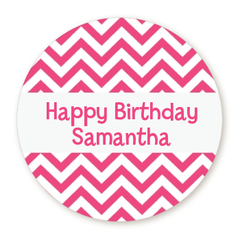 Chevron Pink Personalized sticker labels | Chevron Pink Birthday Party ...