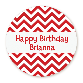 Chevron Red Personalized sticker labels | Chevron Red Birthday Party ...