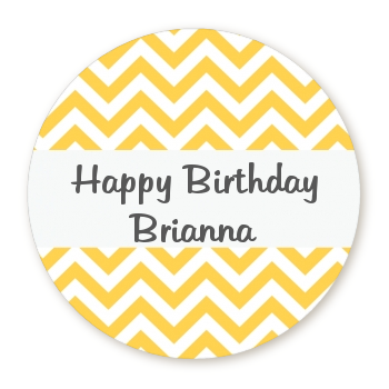 Chevron Yellow Personalized sticker labels | Chevron Yellow Birthday ...