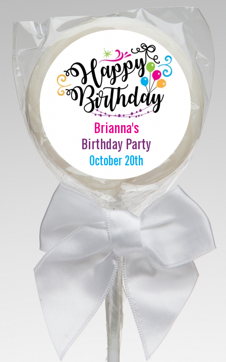 Happy Birthday Birthday Party lollipop favors | Happy Birthday lollipop ...