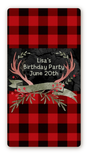 Lumberjack Buffalo Plaid Birthday Party rectangular sticker labels ...