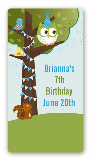 Owl Birthday Boy Birthday Party rectangular sticker labels | Owl ...