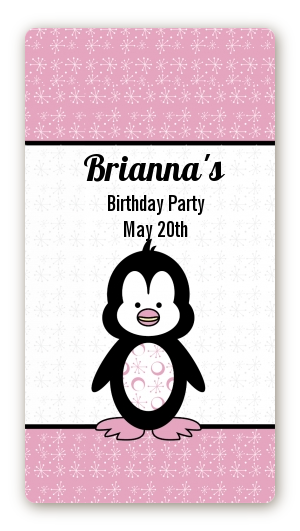 Penguin Pink Birthday Party rectangular sticker labels | Penguin Pink ...
