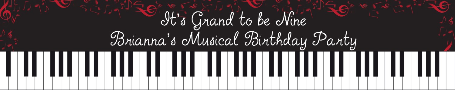 Musical Notes Black and White Birthday Party Banners | Birthday Party ...