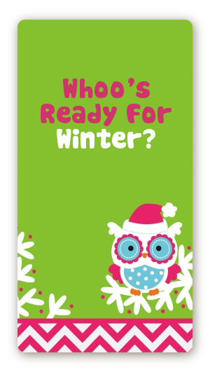 Winter Owl Christmas rectangular sticker labels | Winter Owl Hand ...