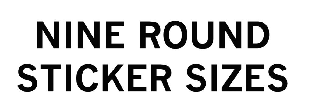 Infographic for our round sticker sizes - Candles and Favors