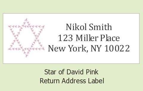 Jewish Star of David Pink Bar / Bat Mitzvah return address labels | Bar ...