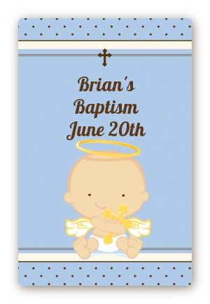 Angel Baby Boy Caucasian - Custom Large Rectangle Baptism / Christening ...