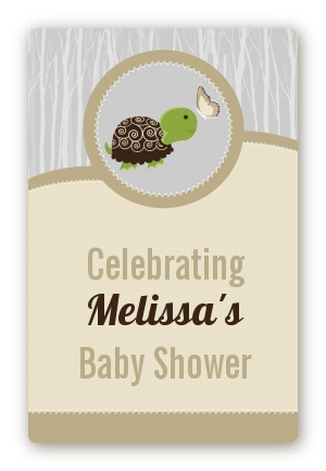 Baby Turtle Neutral - Custom Large Rectangle Baby Shower Sticker/Labels