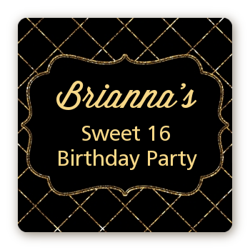 Black and Gold Glitter Birthday Party Stickers | Candles & Favors