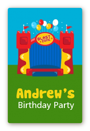 Bounce House - Custom Large Rectangle Birthday Party Sticker/Labels