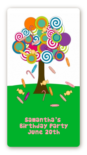 Candy Tree Birthday Party rectangular sticker labels | Candy Tree Hand ...