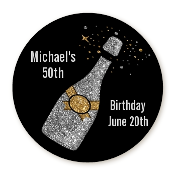 Champagne Gold Silver Faux Glitter Personalized sticker labels ...