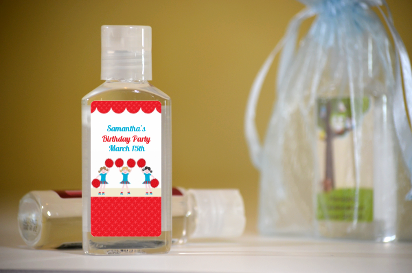 Cheerleader Birthday Party hand sanitizer favors