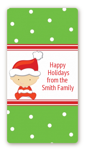 Christmas Baby Caucasian Baby Shower rectangular sticker labels ...