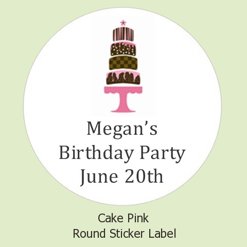 Cake Pink & Brown Personalized sticker labels | Cake Pink & Brown ...