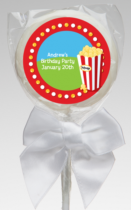 Circus Popcorn Birthday Party lollipop favors | Circus Popcorn lollipop ...
