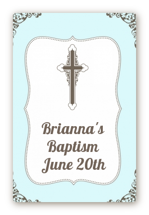 Cross Blue & Brown - Custom Large Rectangle Baptism / Christening ...