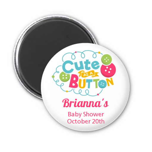 Cute As Buttons - Personalized Baby Shower Magnet Favors