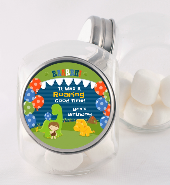 Dinosaur and Caveman Birthday Party Candy Jars | Candles & Favors