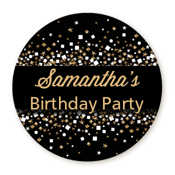 Gold Glitter and Black Personalized sticker labels | Gold Glitter and ...
