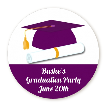Graduation Cap Purple Personalized sticker labels | Graduation Cap ...