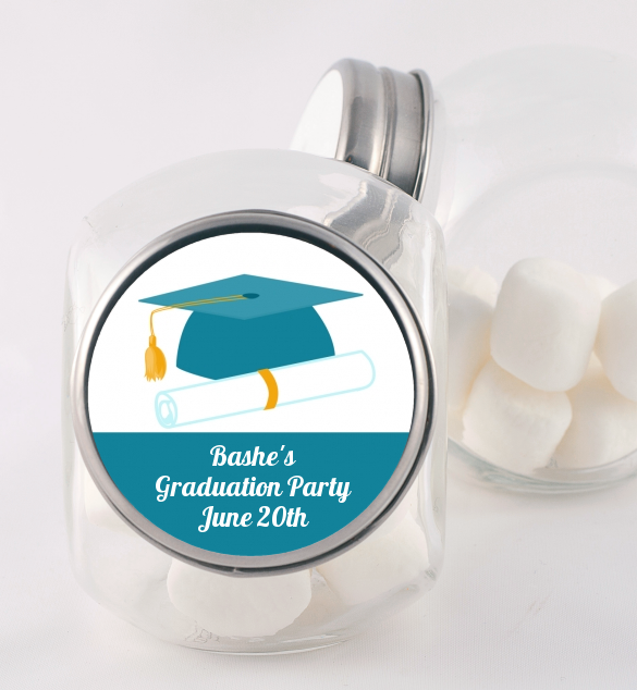Graduation Cap Teal Graduation Party Candy Jars | Candles & Favors