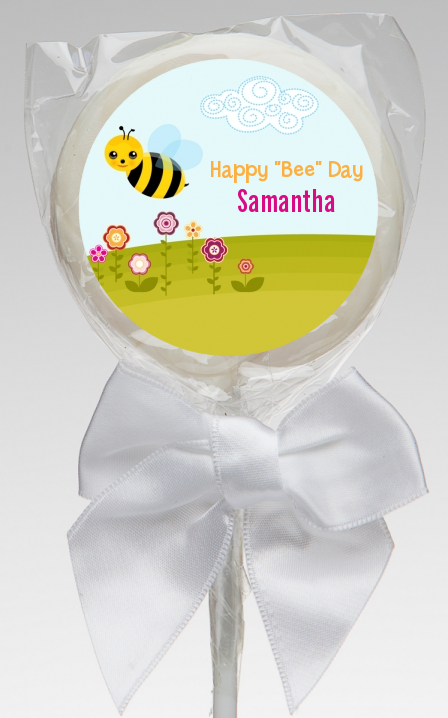 Happy Bee Day Birthday Party lollipop favors | Happy Bee Day lollipop ...