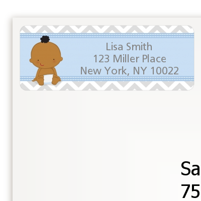 It's A Boy Chevron African American Baby Shower return address labels ...