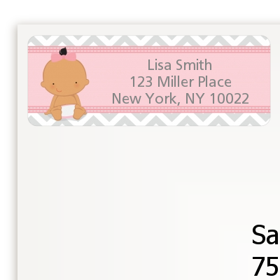 It's A Girl Chevron Hispanic Baby Shower return address labels | Baby ...