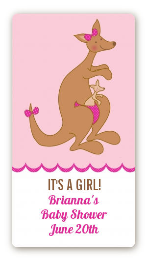 Kangaroo Pink Baby Shower rectangular sticker labels | Kangaroo Pink ...