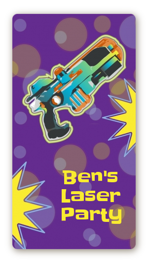 Laser Tag Birthday Party rectangular sticker labels | Laser Tag Hand ...