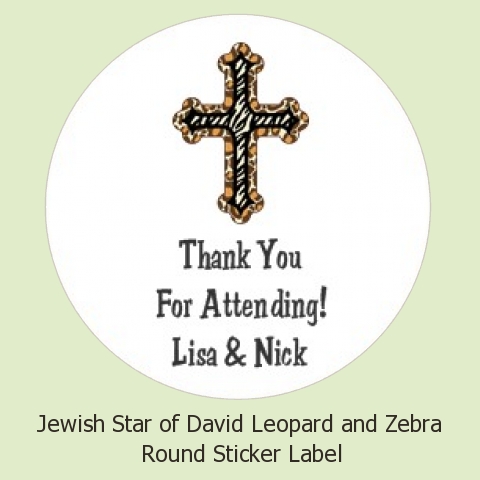 Jewish Star of David Leopard & Zebra Personalized sticker labels ...