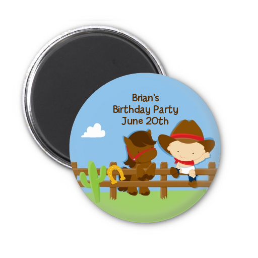 Little Cowboy - Personalized Birthday Party Magnet Favors