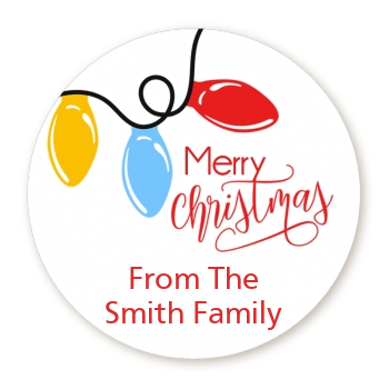 Merry Christmas Lights Personalized sticker labels | Merry Christmas ...