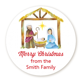 Nativity Watercolor Personalized sticker labels | Nativity Watercolor ...