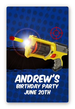 Nerf Gun - Custom Large Rectangle Birthday Party Sticker/Labels