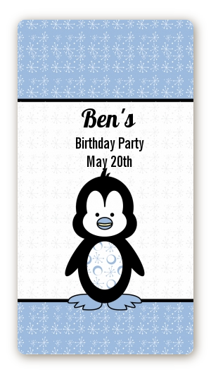 Penguin Blue Birthday Party rectangular sticker labels | Penguin Blue ...