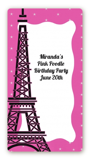 Pink Poodle in Paris Birthday Party rectangular sticker labels | Pink ...