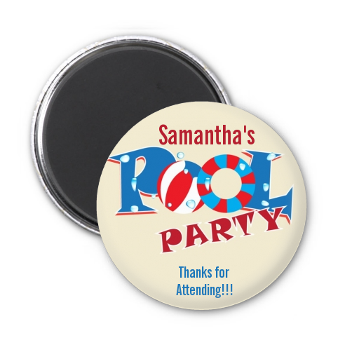 Poolside Pool Party - Personalized Birthday Party Magnet Favors