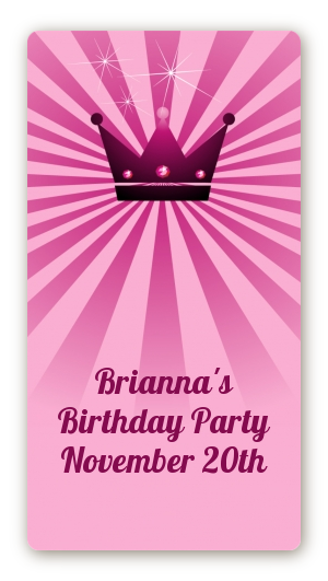 Princess Royal Crown Birthday Party rectangular sticker labels ...