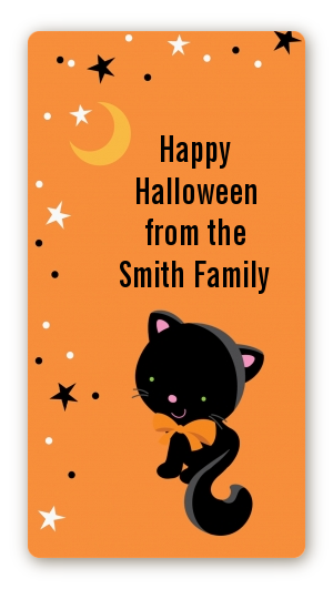 Black Cat Halloween rectangular sticker labels | Black Cat Hand ...