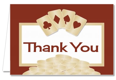 Birthday Party Thank You Cards | Casino Night/Poker Night Thank You Notes