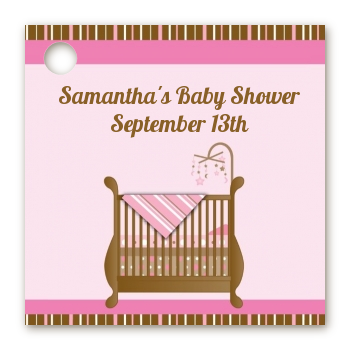 Baby Shower Favor Tags | Crib Pink Favor Tags