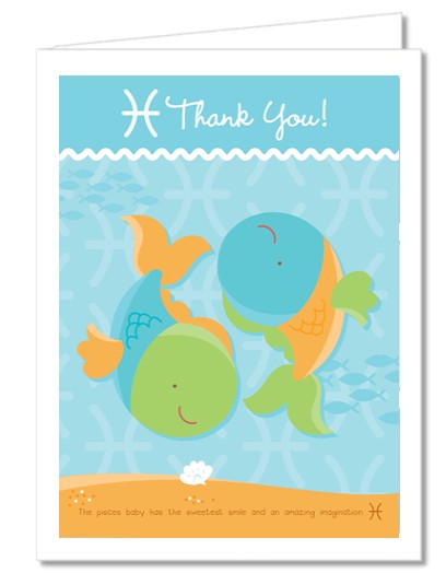 Baby Shower Thank You Cards | Fish | Pisces Horoscope Thank You Notes