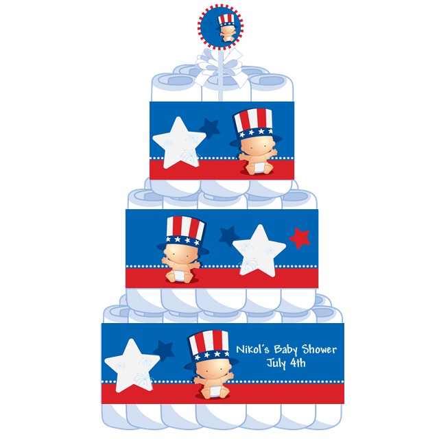 3 tier Fourth Of July Little Firecracker Baby Shower Diaper Cake ...
