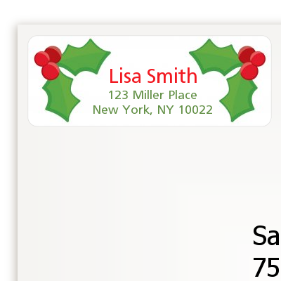 Holly Christmas return address labels | Christmas return address Stickers